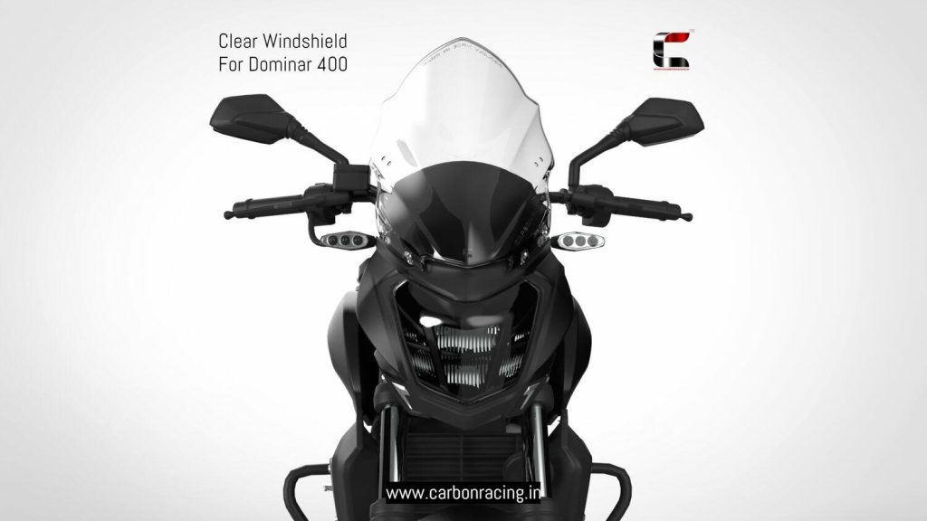 Carbon Racing Windshield for Dominar 400/250 With Stabilizer - Open ...